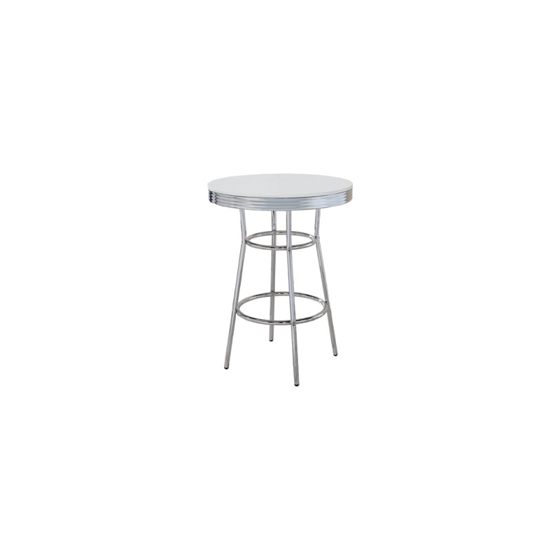Bowery Hill 30" Round Pub Table in White and Chrome - Walmart.com