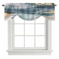 Cloud Effect Tie Up Valances Curtain, Modern Green Golden Marble ...