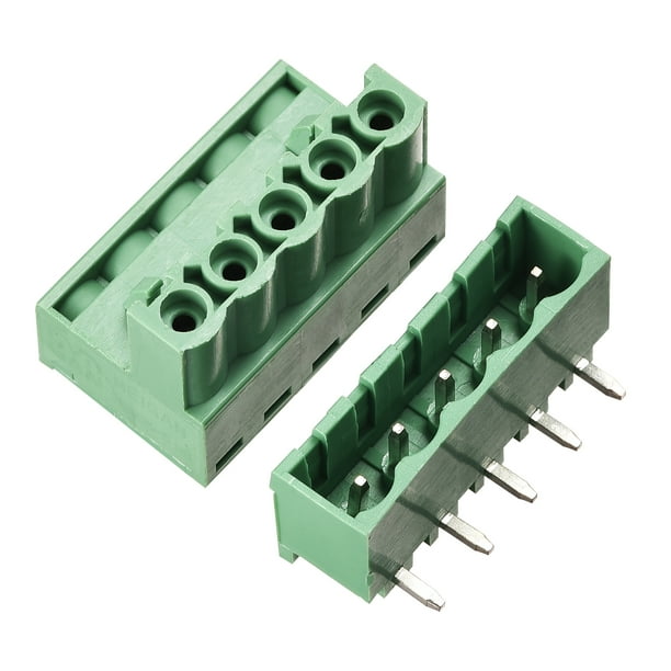 5-Pin 5.08mm Pitch Right Angle PCB Screw Terminal Block Connector 5Sets ...