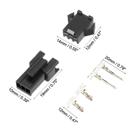 100 Pairs 2.54mm 3 Pin Male Female JST-SM Housing Crimp Terminal Connector | Walmart Canada