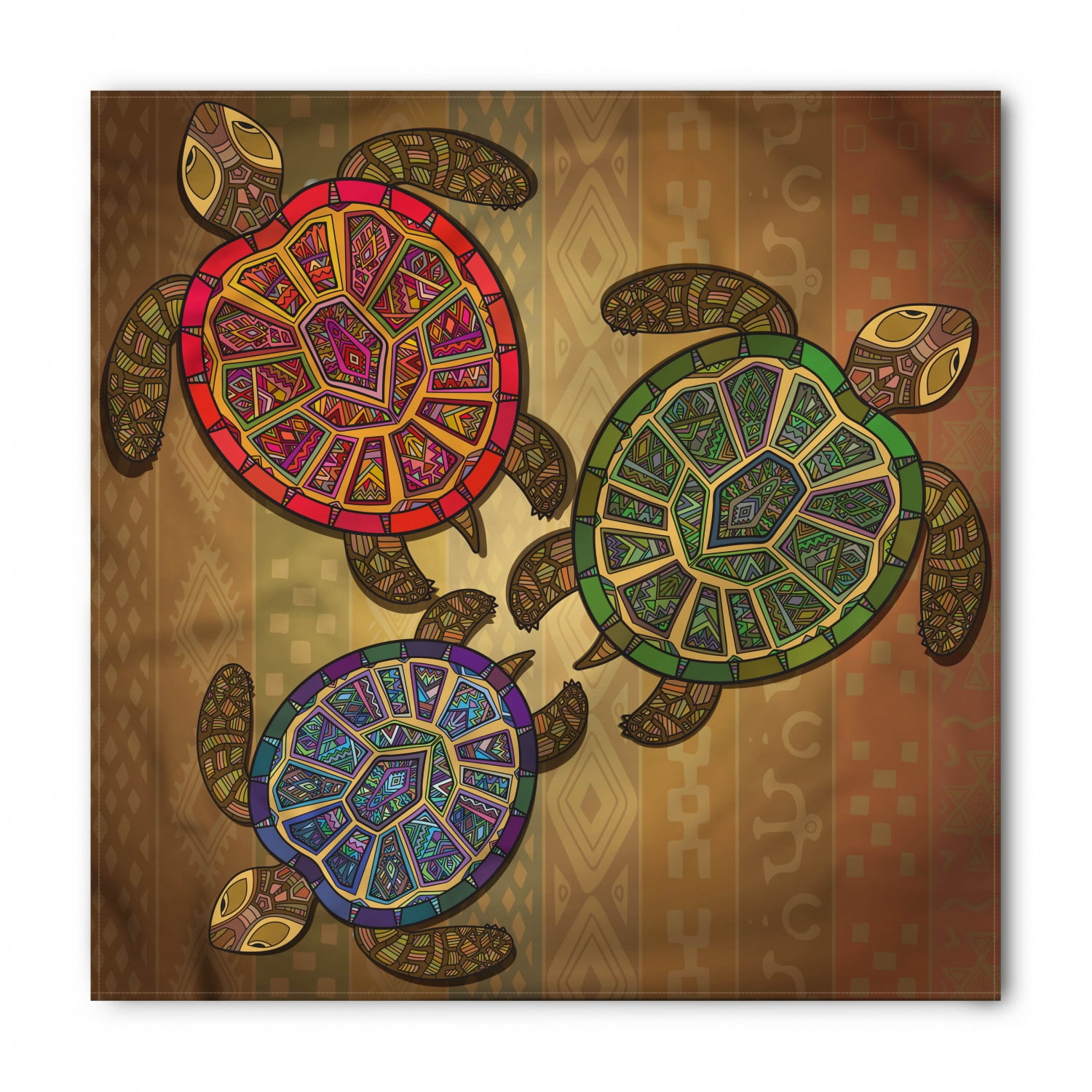 Turtle Bandana, 3 Turtles Ornamental, Unisex Head and Neck Tie, by ...