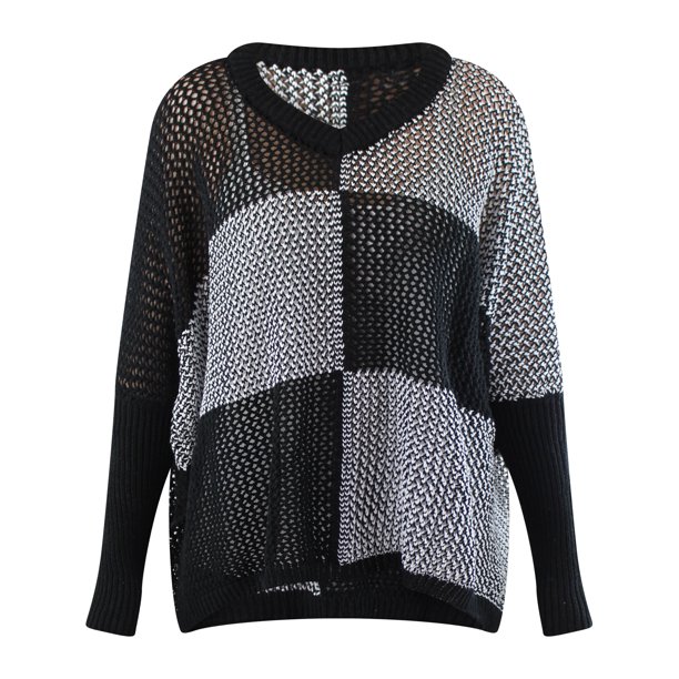 Black & White Checkered Knit Shrug Pullover - Walmart.com