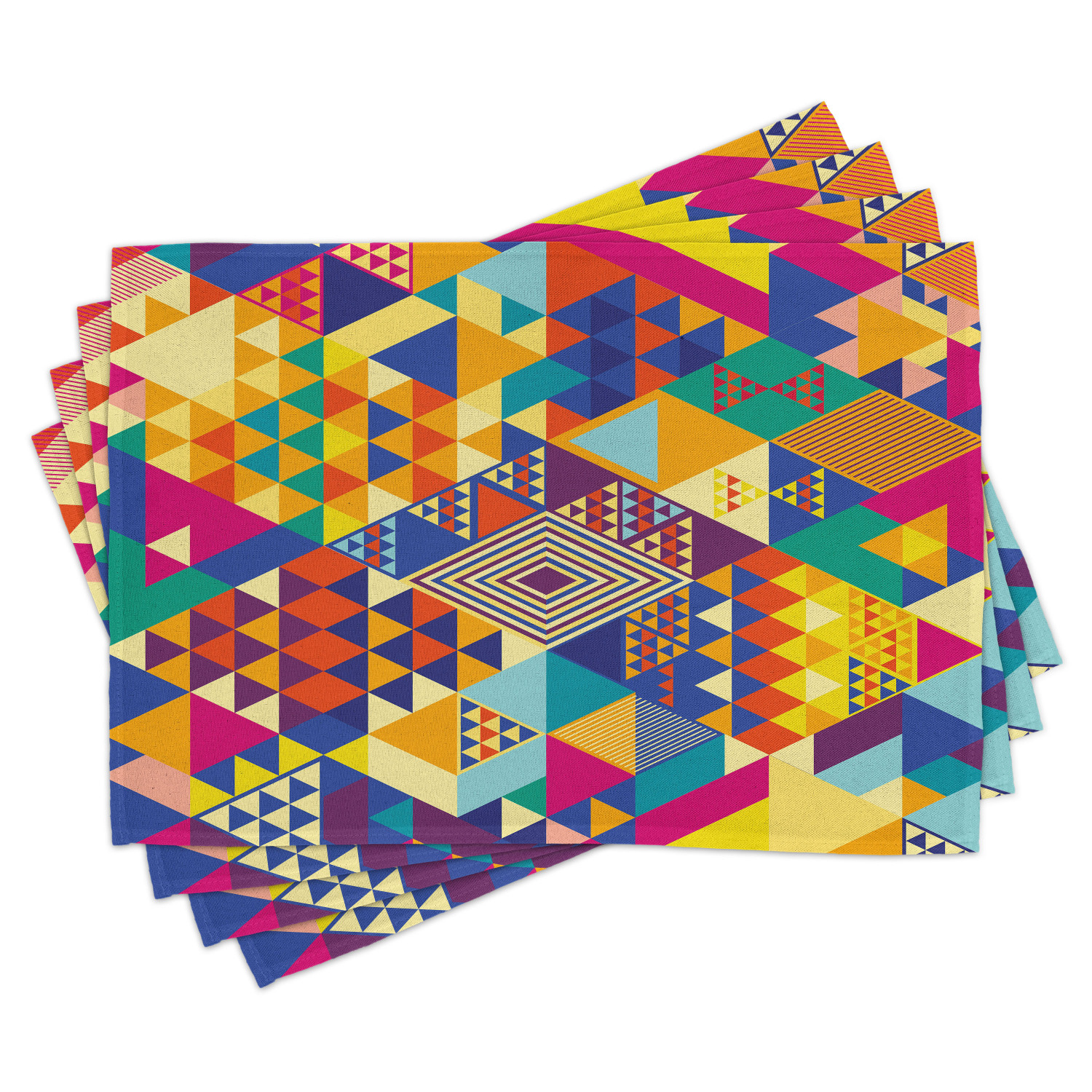 Colorful Placemats Set of 4 Random Triangles Vibrant Composition ...