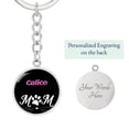Calico Cat Mom Circle Keychain Stainless Steel Silver Tone or Gold Tone ...