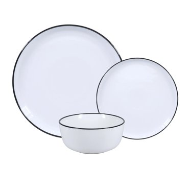 BIA Cordon Bleu Dinnerware Set, 12-Piece, Stackable Porcelain, Black ...