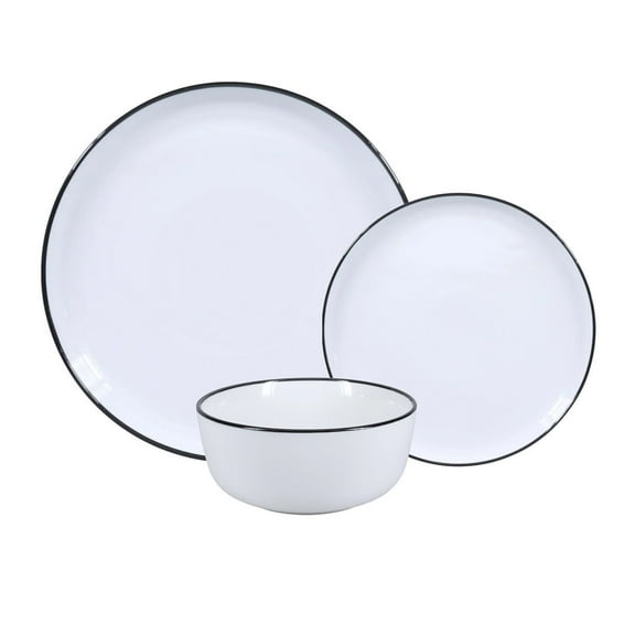 BIA Cordon Bleu Dinnerware Set, 12-Piece, Stackable Porcelain, Black ...