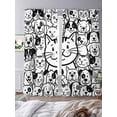 Black Line Dog Cat Sheer Curtains for Living Room Bedroom Cartoon Cute ...