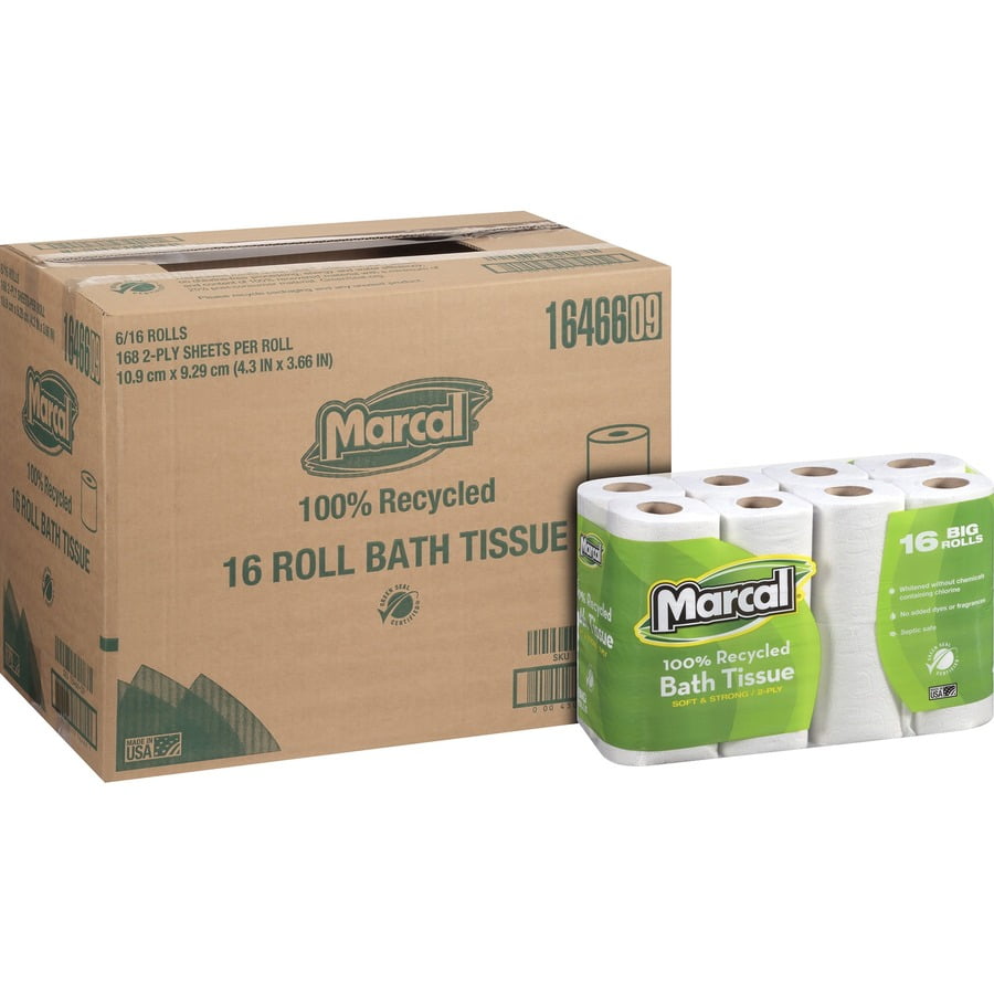 Marcal 100% Recycled, Soft & Absorbent Bathroom Tissue - 2 Ply - 4.20 ...