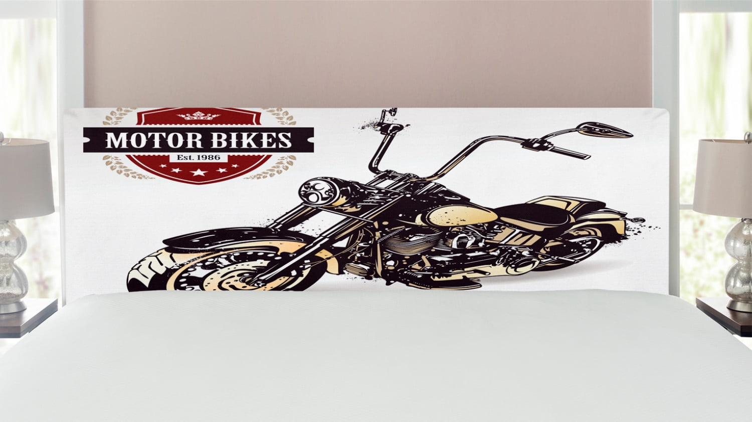 Motorcycle Headboard, Chopper Customized Club Insignia Bikes Hippie ...