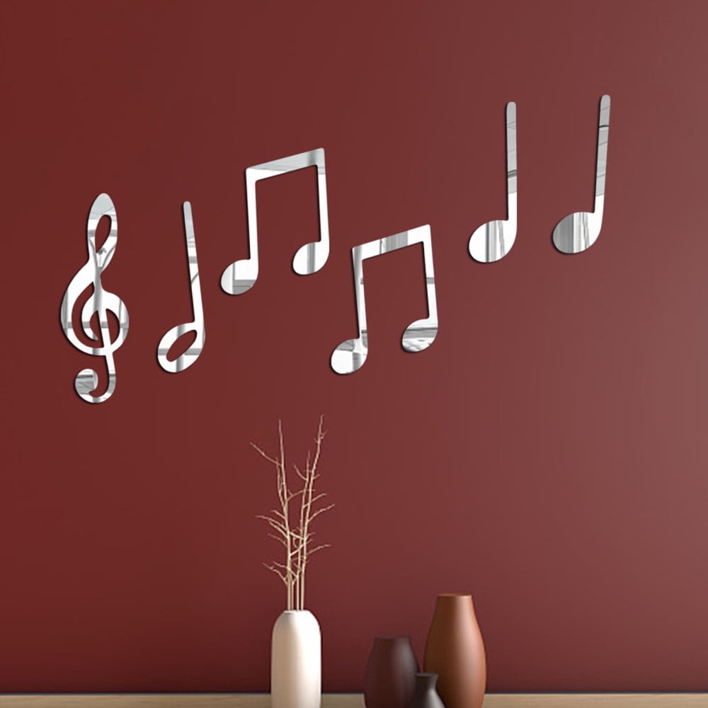 DIY 3D Musical Notes Mirror Wall Stickers Acrylic Mirror Wall Sticker ...