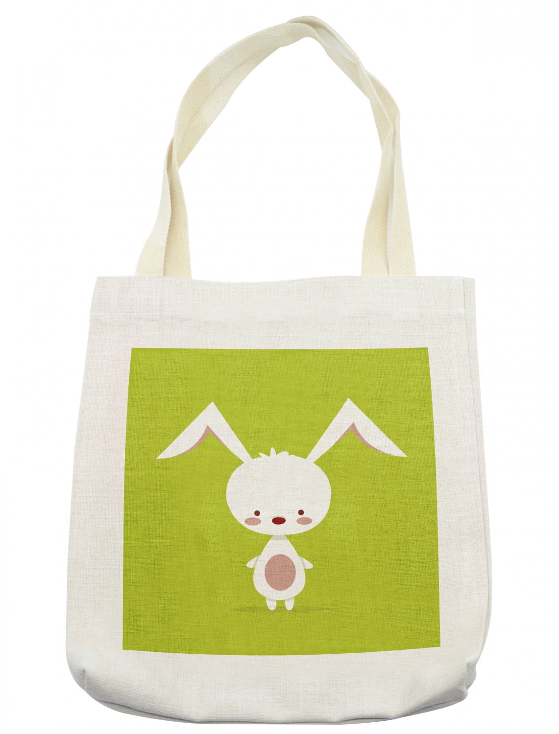 Bunny Tote Bag, Cartoon Character on a Green Background Clipart Nursery ...