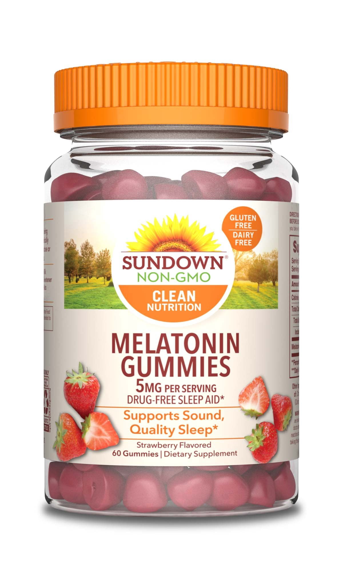Sundown Naturals Melatonin Gummies 5Mg Sleep Aid, Strawberry Flavor, 60 ...