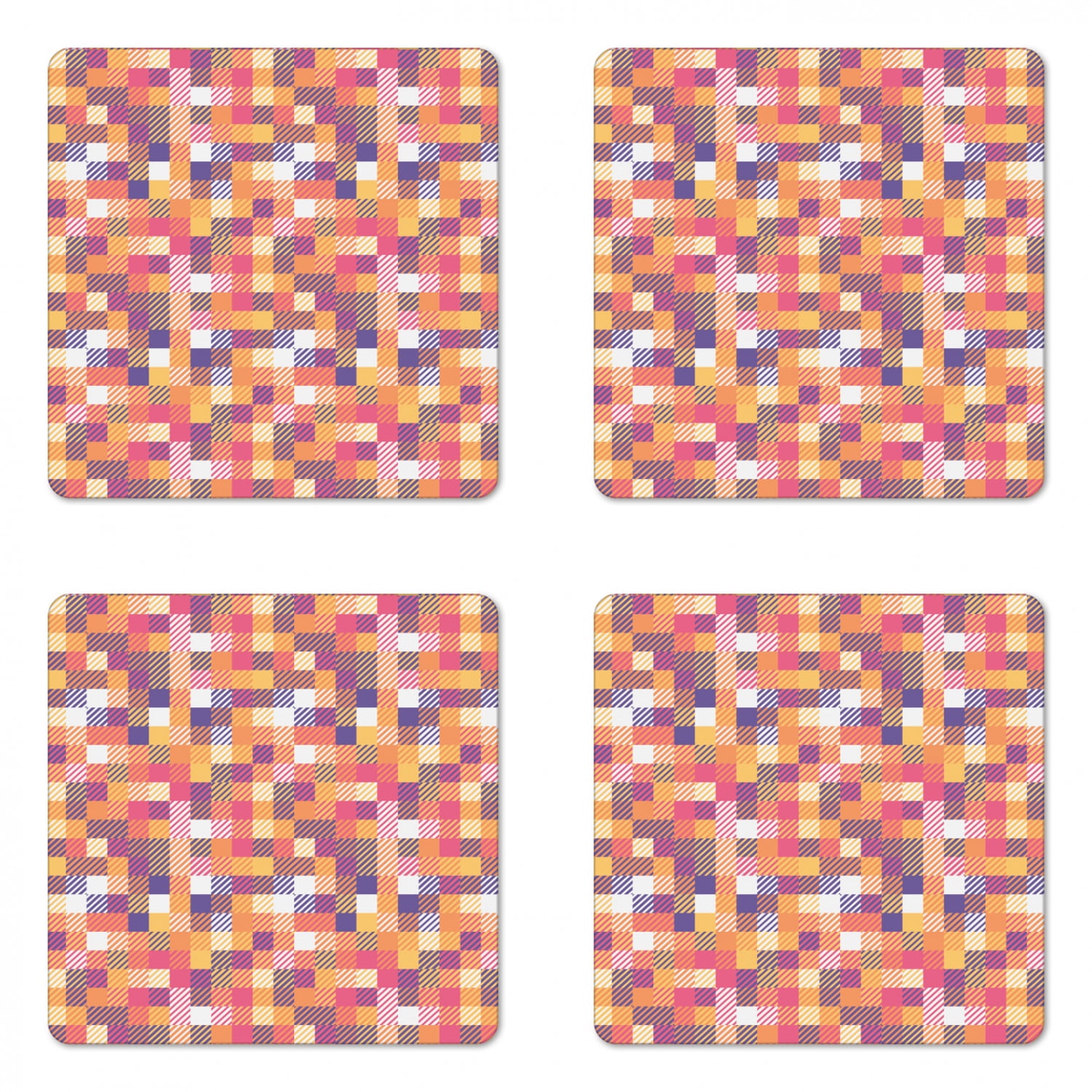 Abstract Coaster Set of 4, Pastel Squares in Random Colouring Mosaic ...