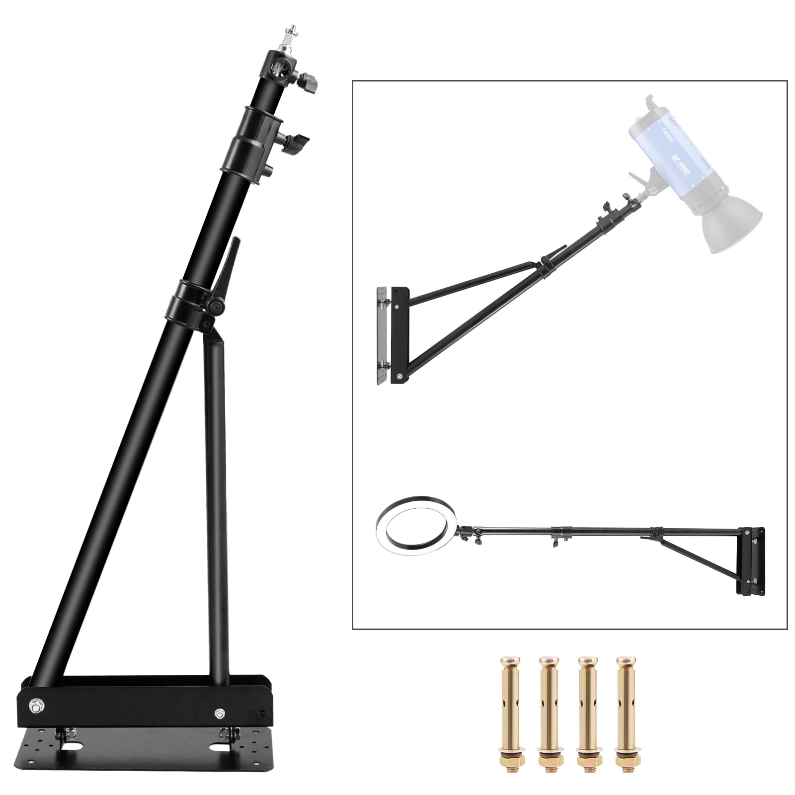Selens 71" Triangle Wall Mount Boom Arm Stand for Light Umbrella ...