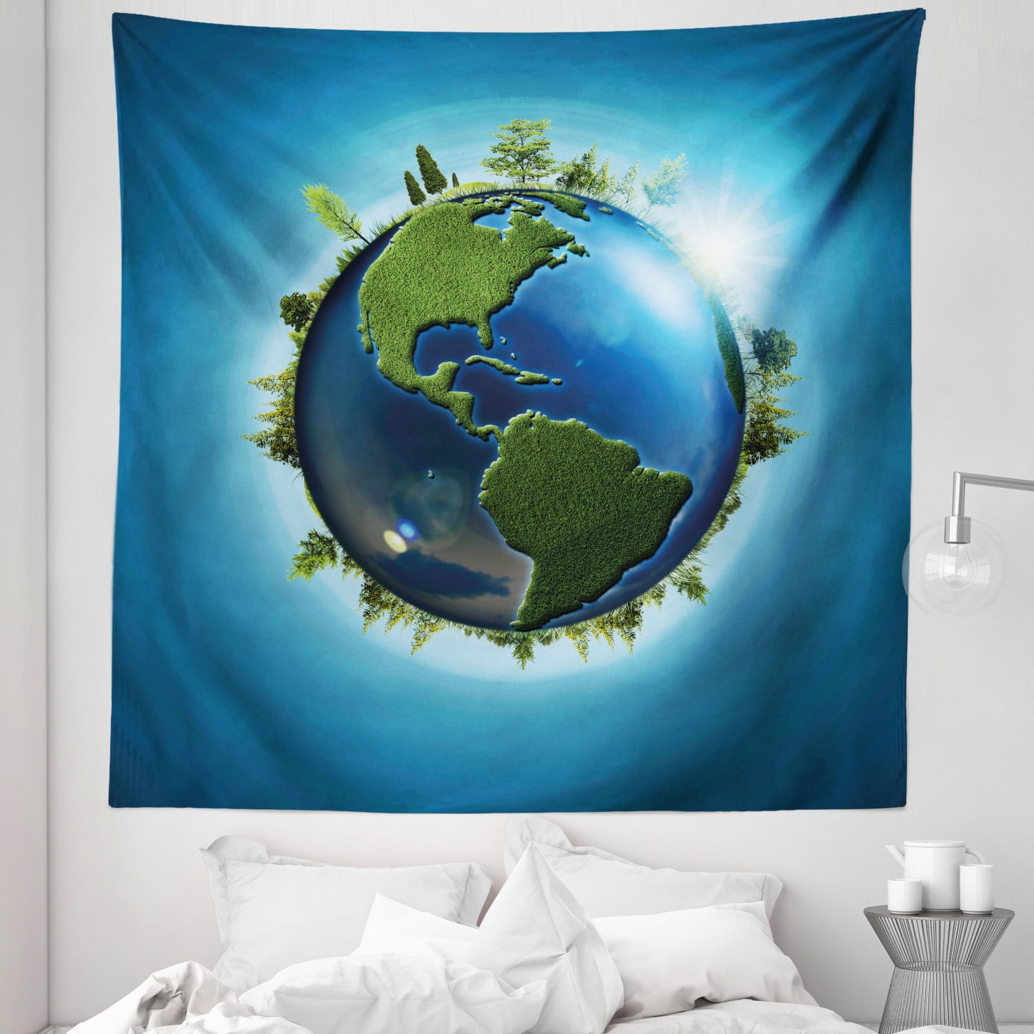 Earth Tapestry, Planet Covered with Blue Seas and Forest Continents ...