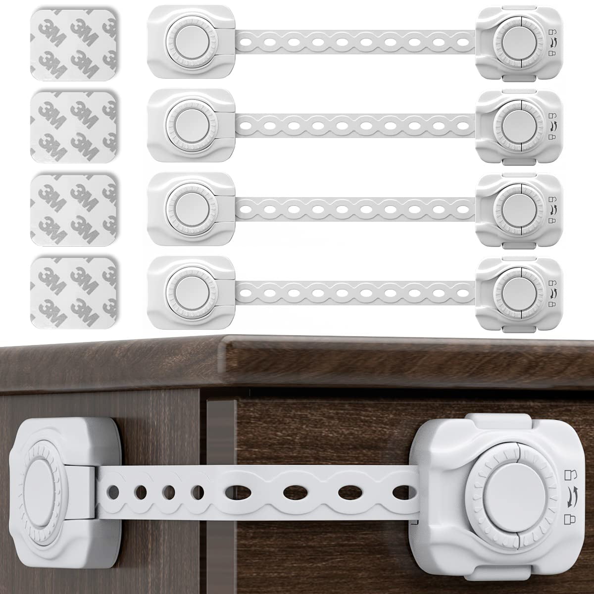 4 Pack Safety Child Locks for Cabinets & Drawers, Fridge, Toilet ...
