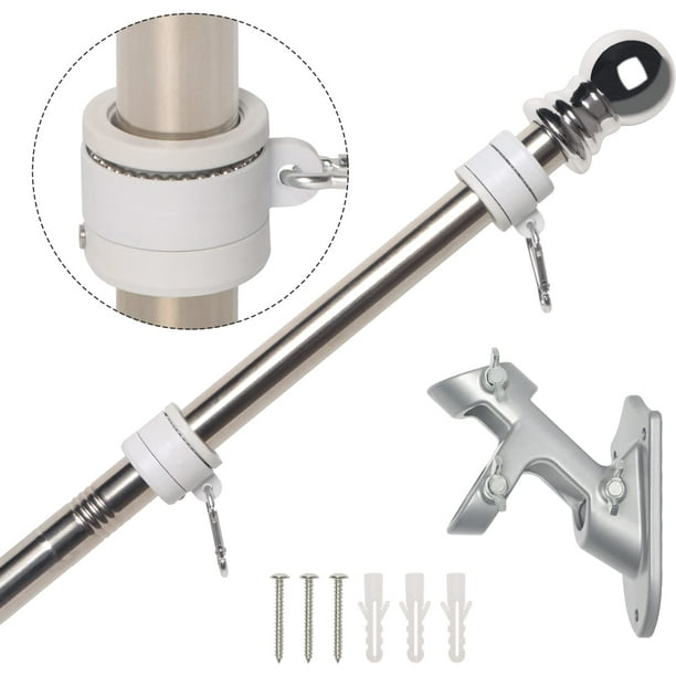 NELXINJO 5FT Flag Pole with Bracket, Professional Stainless Steel No ...