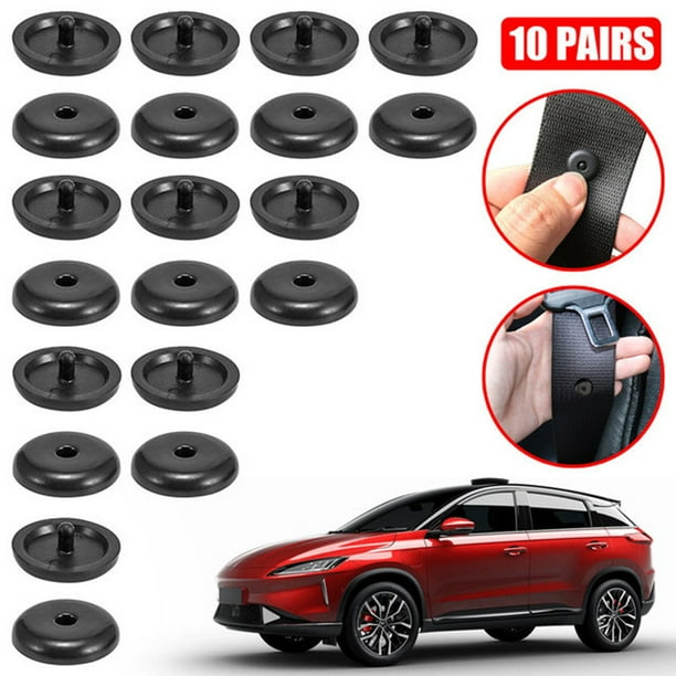 10 Pieces Black Plastic Button Clip Stopper Stopper for Car Seat Belt ...