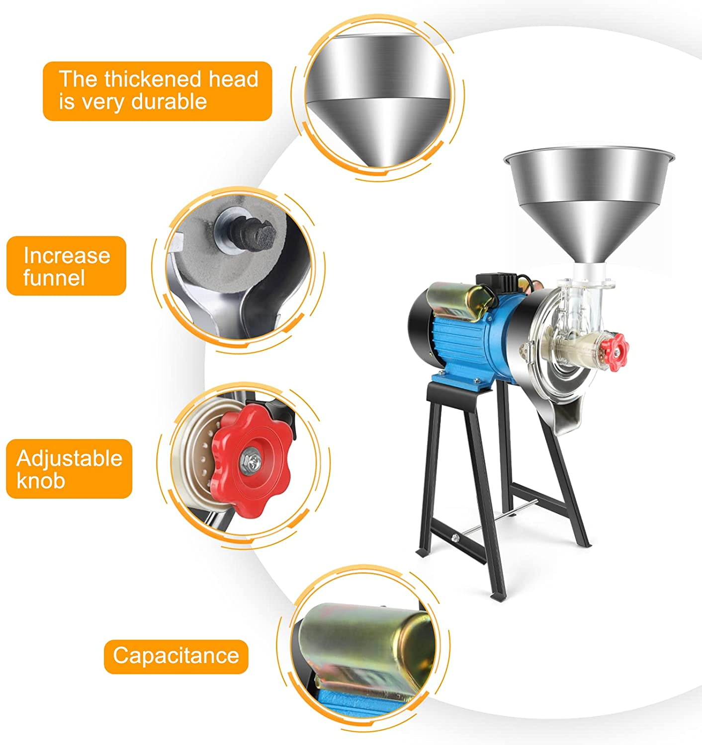 Electric Corn Wheat Grain Mill Grinder with Funnel for Flour Rice Feed ...