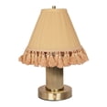 Cordless Dimmable Touch Antique Brass Table Lamp with Camel Pleated ...