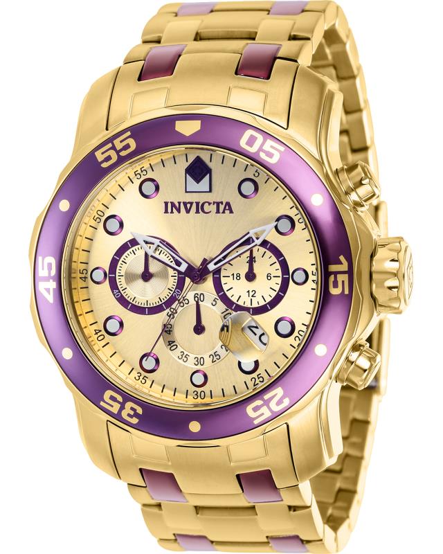 Invicta Men's 37692 Pro Diver Quartz 3 Hand Gold Dial Watch - Walmart.com