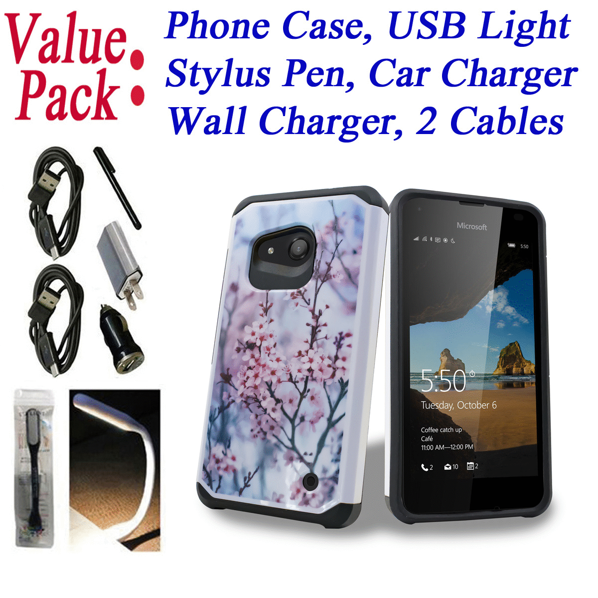 Value Pack ! for 4.7" Microsoft Lumia 550 Phone Case Dual Layer Hybrid ...