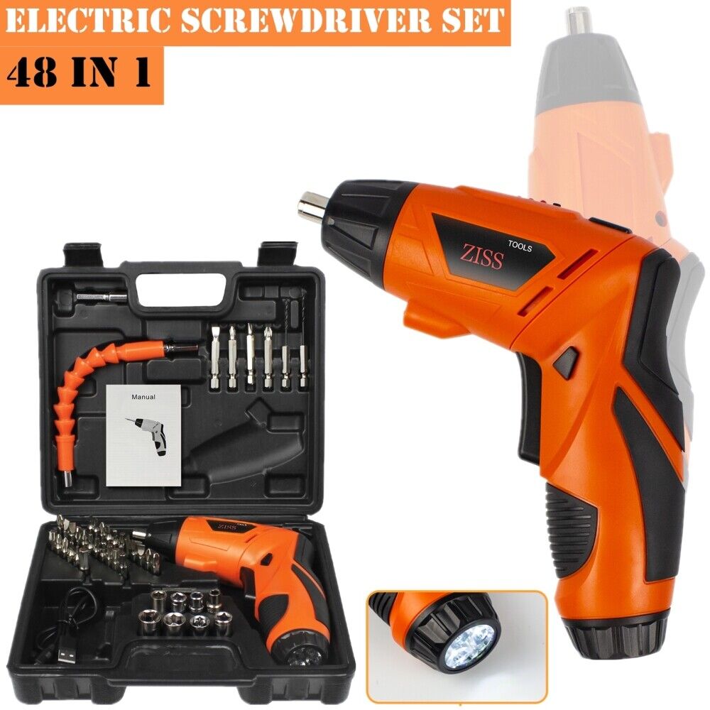 48IN1 Cordless Electric Screwdriver Rechargeable Drill Driver Power ...