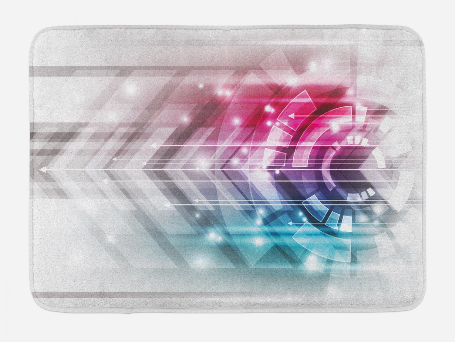 Modern Bath Mat, Technologic Futuristic Geometrical Shapes Squares ...