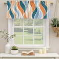 Abstract Curves 2 Panels Kitchen Valance, Retro Teal Orange Fluid ...