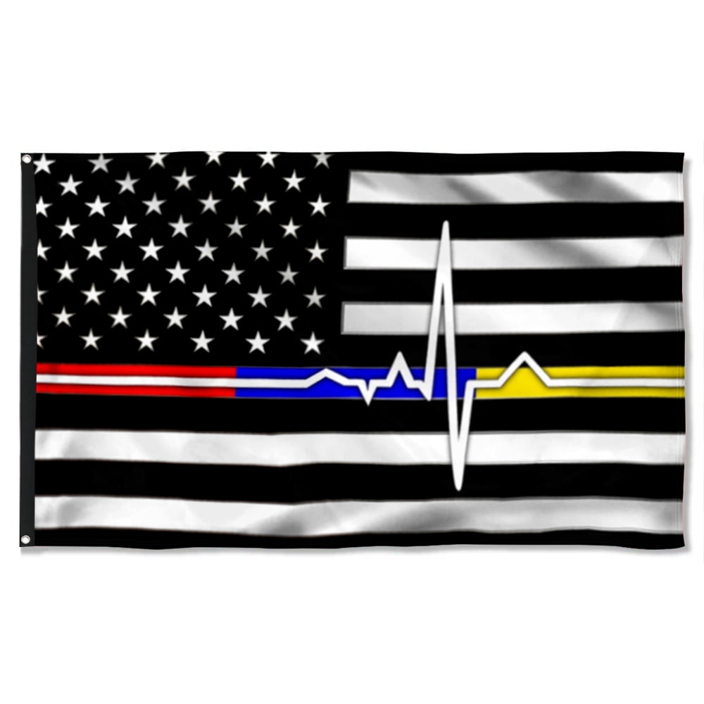 Cayyon First Responder Thin Red Blue Gold Line Grommet Flag Police Fire ...
