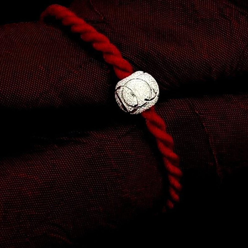 Chinese Feng Shui Lucky Red String Rope Hand-woven Pieces With Silver ...