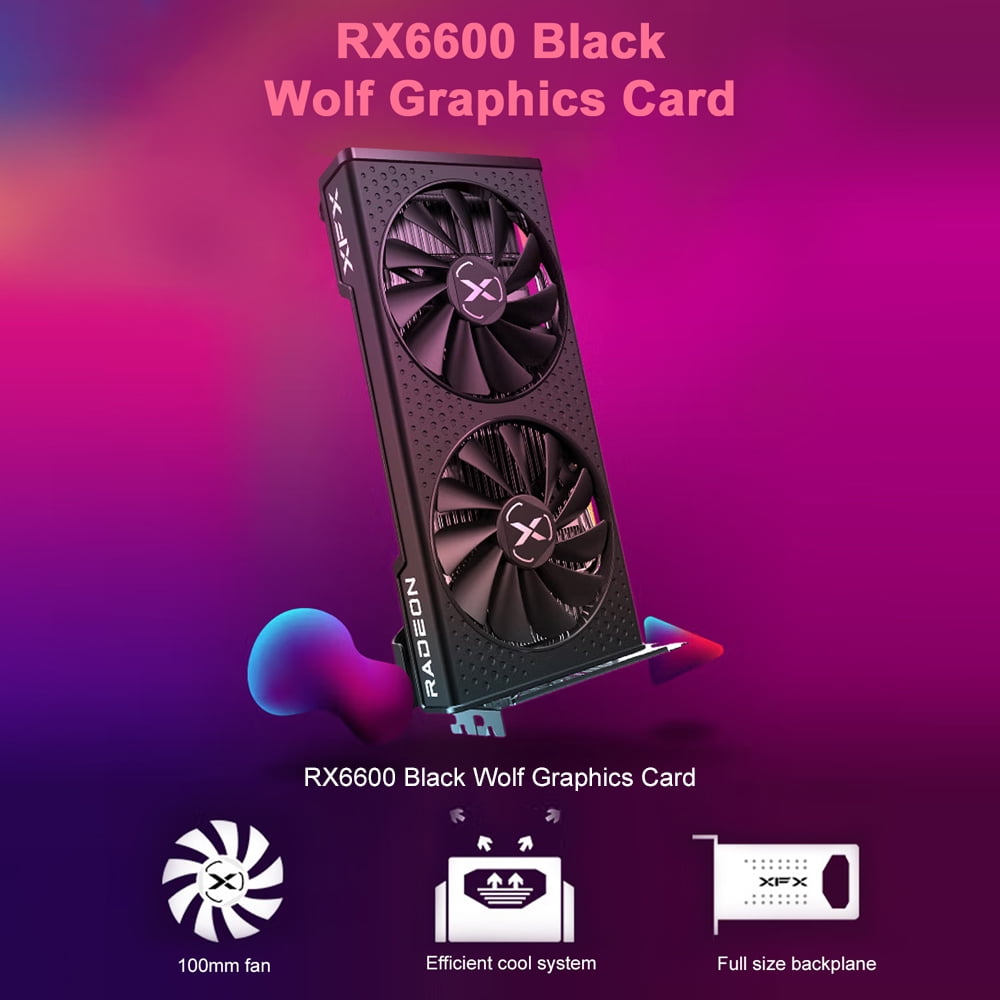 Buy XFX RX 6600 Black Wolf Computer Gaming Graphics Card 8GB/128bit ...