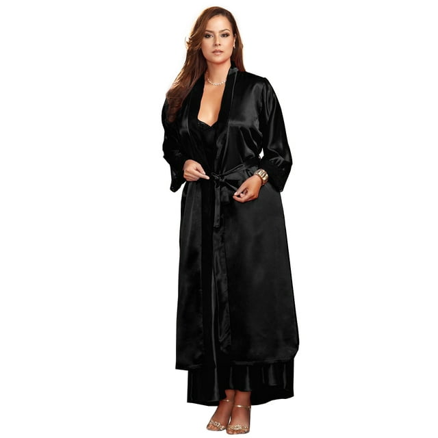 Full Figure Plus Size Long Satin Robe - Walmart.com