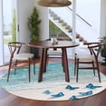 Blue Butterfly Coastal Round Area Rug 5 FT, Non Slip Bedroom Rugs ...