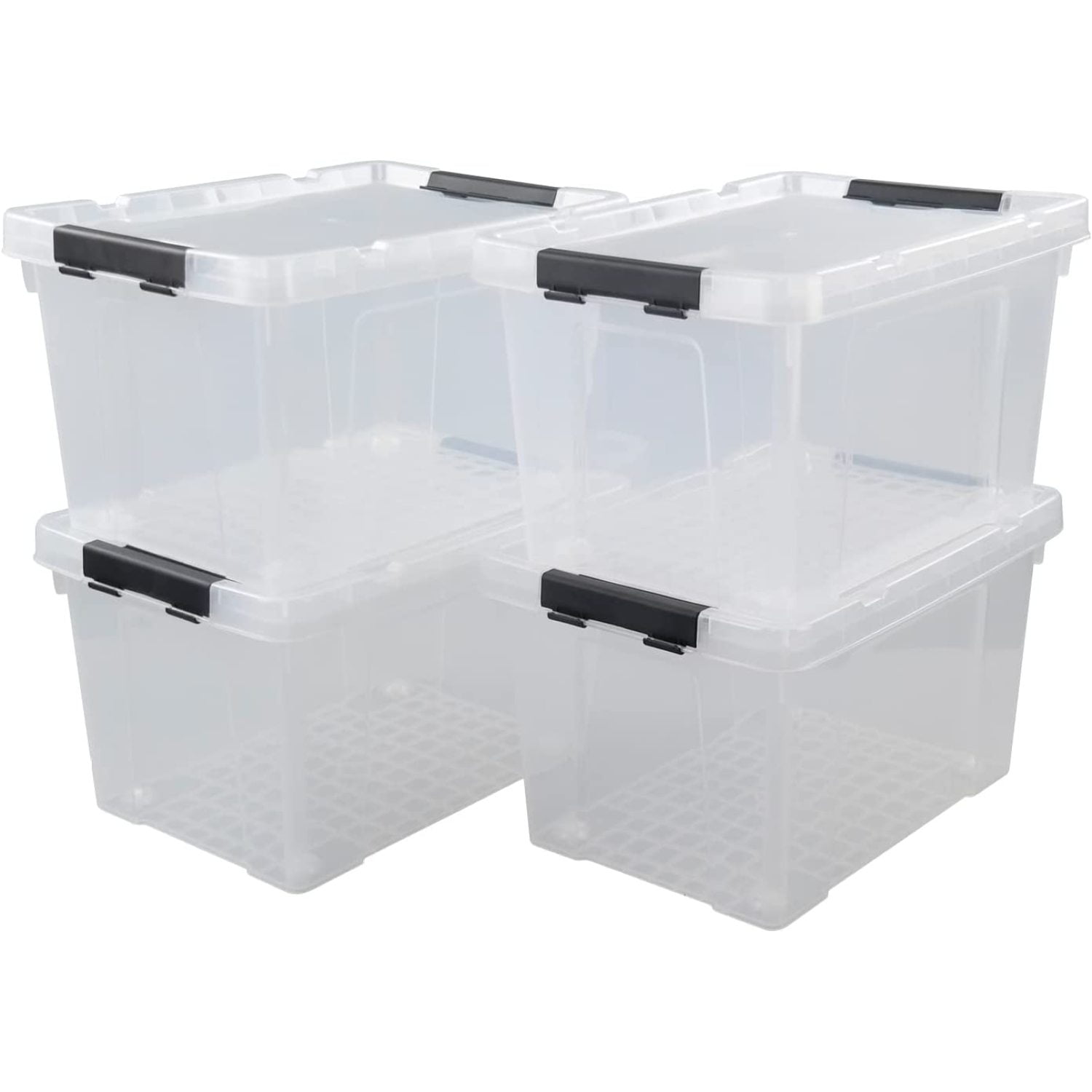 22 Quart Clear Latching Box with Wheels, Plastic Storage Bin, 4 Packs ...
