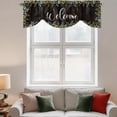 Colorful Leaf Tie Up Valance Curtains Welcome Wooden Board Watercolor ...