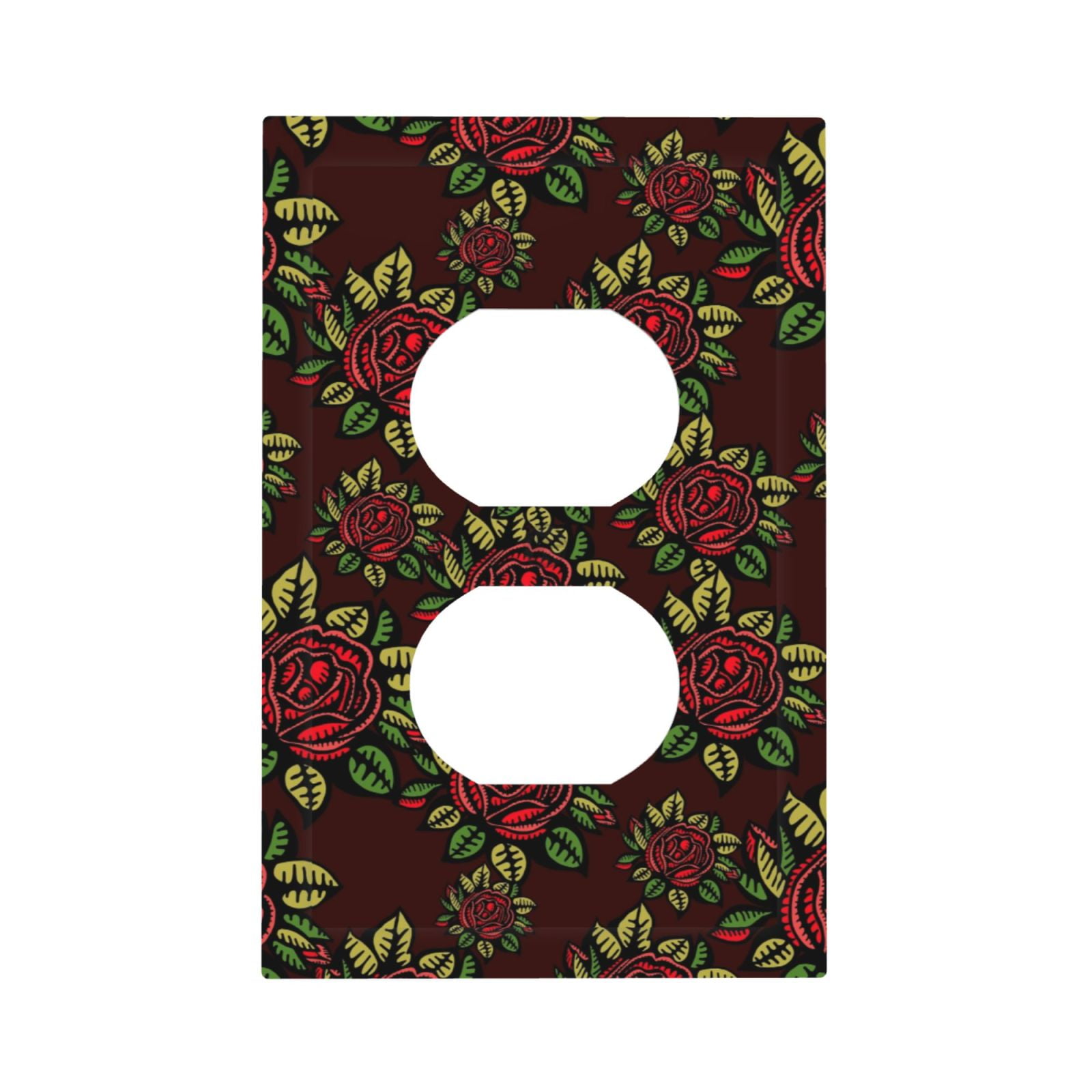 DouZhe 1-Gang Duplex Outlet Cover, Abstract Red Roses Flowers ...