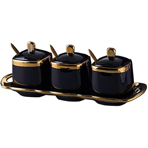 Click here for W829 Black Sugar Bowl With Lid And Spoon ceramic C... prices