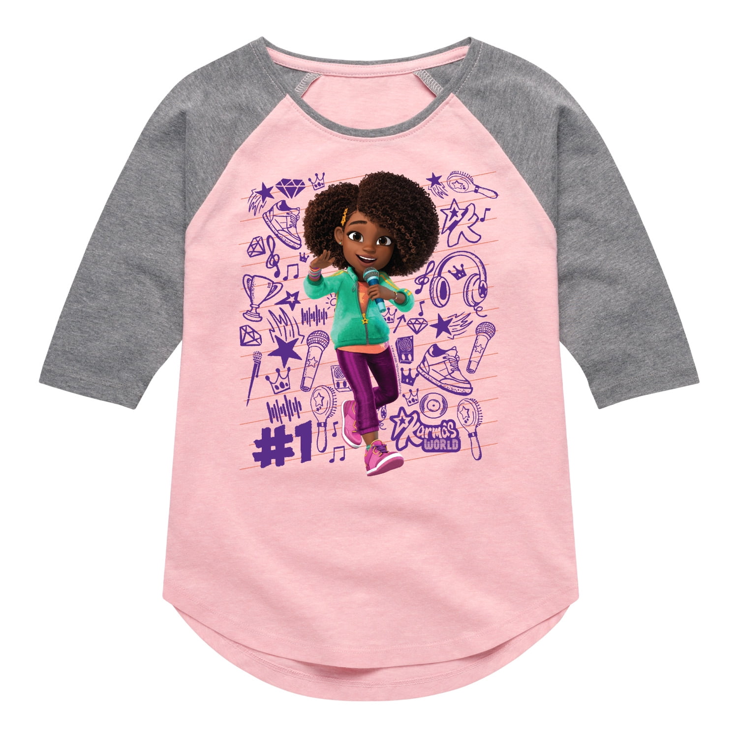 Karma's World - Karma Notebook - Toddler And Youth Girls Raglan Graphic T-Shirt - Walmart.com
