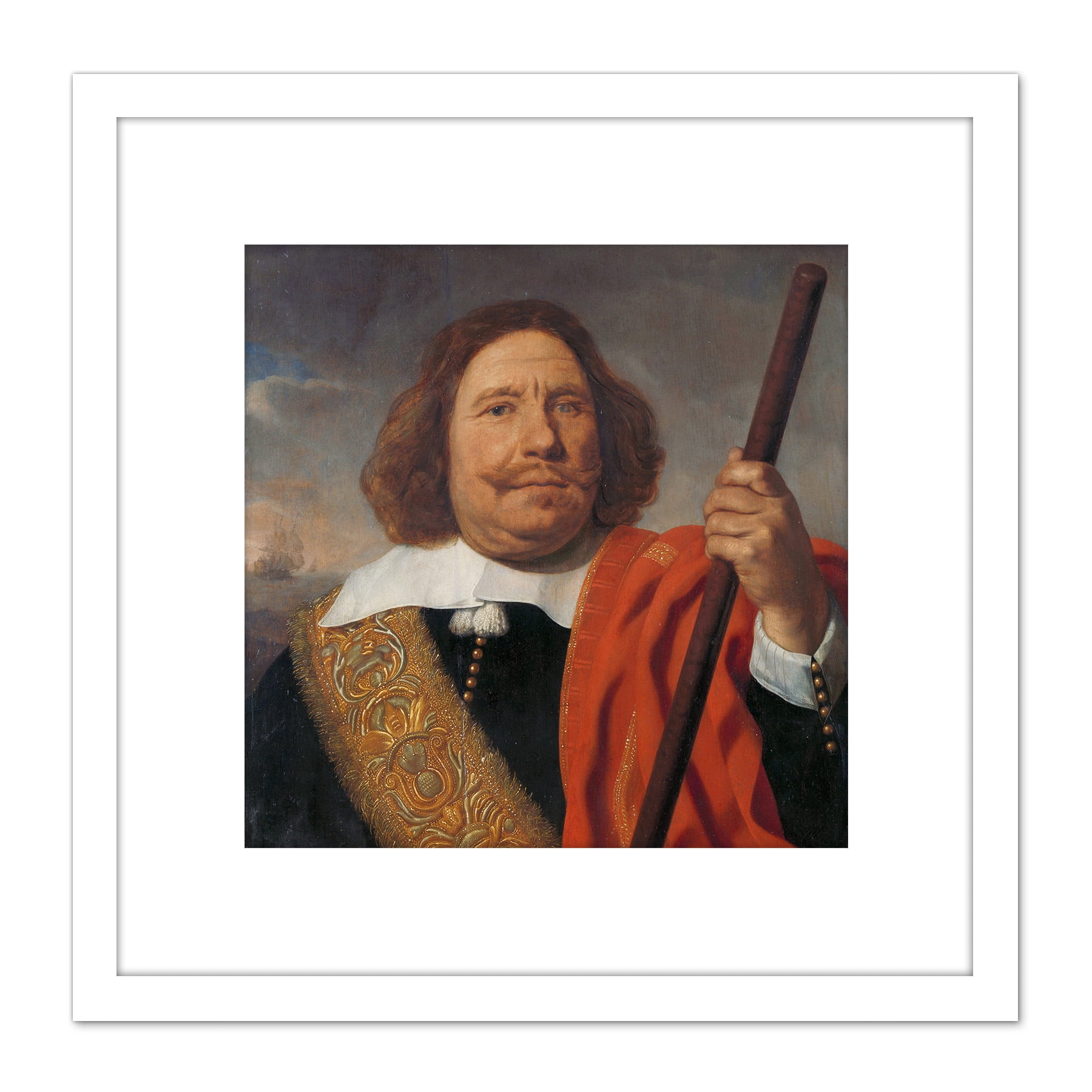 Van Der Helst Vice Admiral Cortenaer 8X8 Inch Square Wooden Framed Wall ...