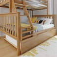 Max & Lily Bunk Bed with Trundle, Solid Wood, Twin over Full Size, Pecan - Walmart.com