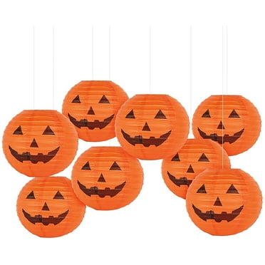 Naler 10Pcs Halloween Decor: Jack-O-Lantern Paper Lanterns, Pumpkin ...