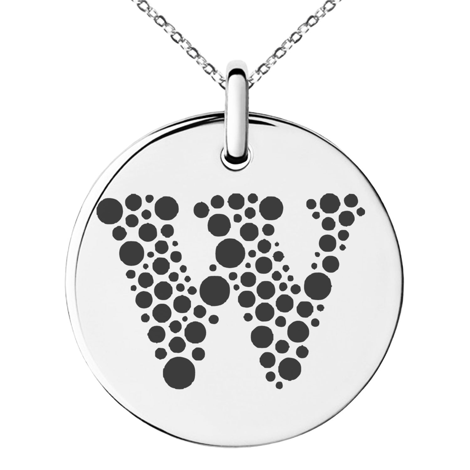 Stainless Steel Letter W Initial Dotted Monogram Engraved Small ...