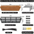 2 Pack 30 Inch Window Box with Coco Liner Sturdy Metal Deck Railing ...