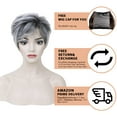 PHOCAS Short Gray Pixie Wigs, Ombre Short Grey Wigs Pixie Cut Layered ...