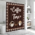 Coffee Time Bathroom Shower Curtains with 12 Hooks Waterproof Shower ...