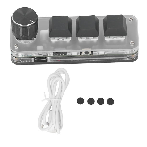 Mini Keypad 3 Key 1 Knob Programmable USB BT Connection Blue Switch ...