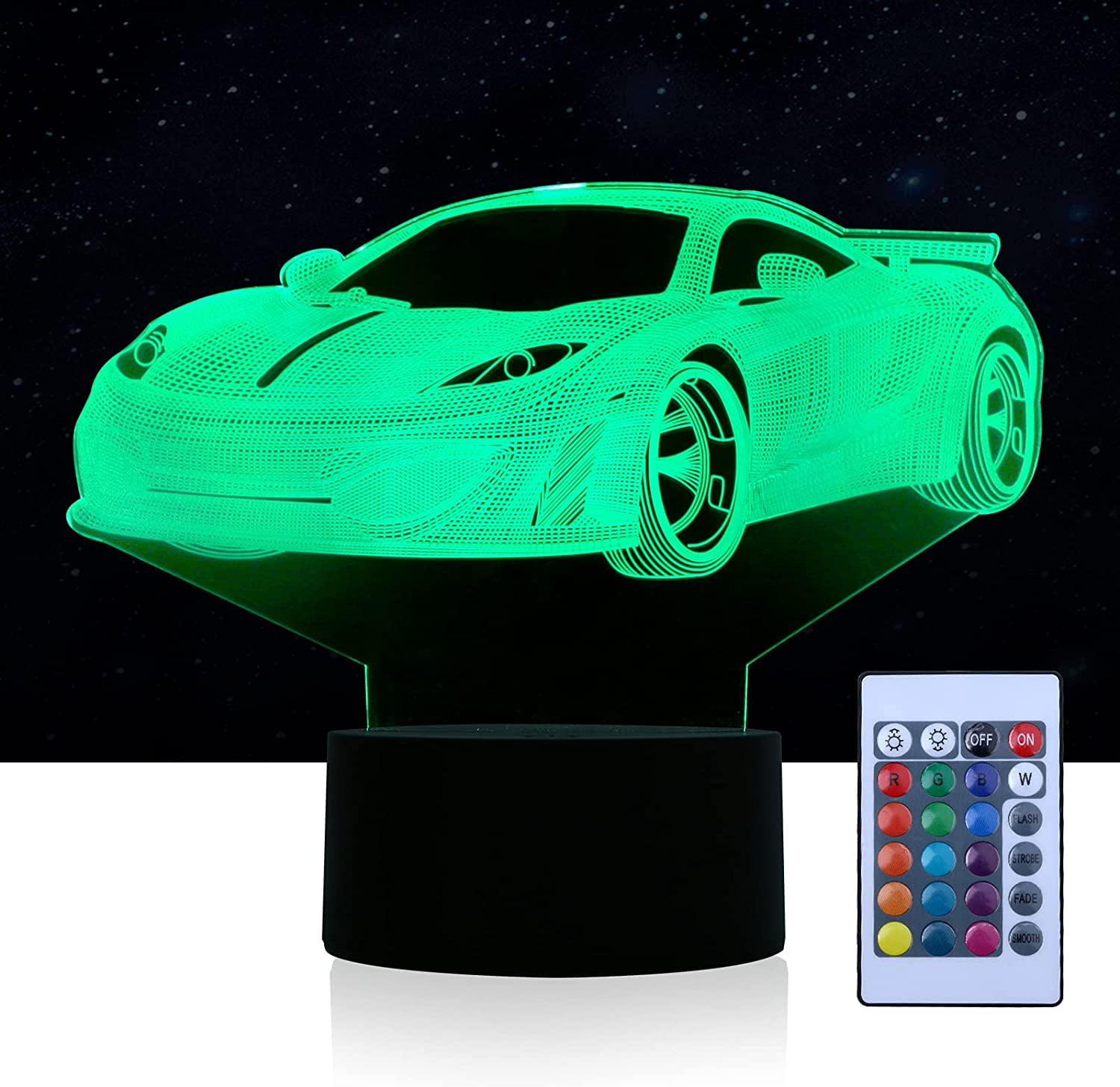 YSITIAN Car Gift Car Night lamp for Kids, 3D Light 7 Colors Change with ...