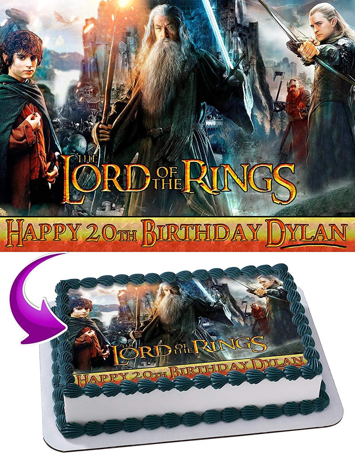 Lord of the Rings Edible Cake Image Topper Personalized Picture 1/4 ...