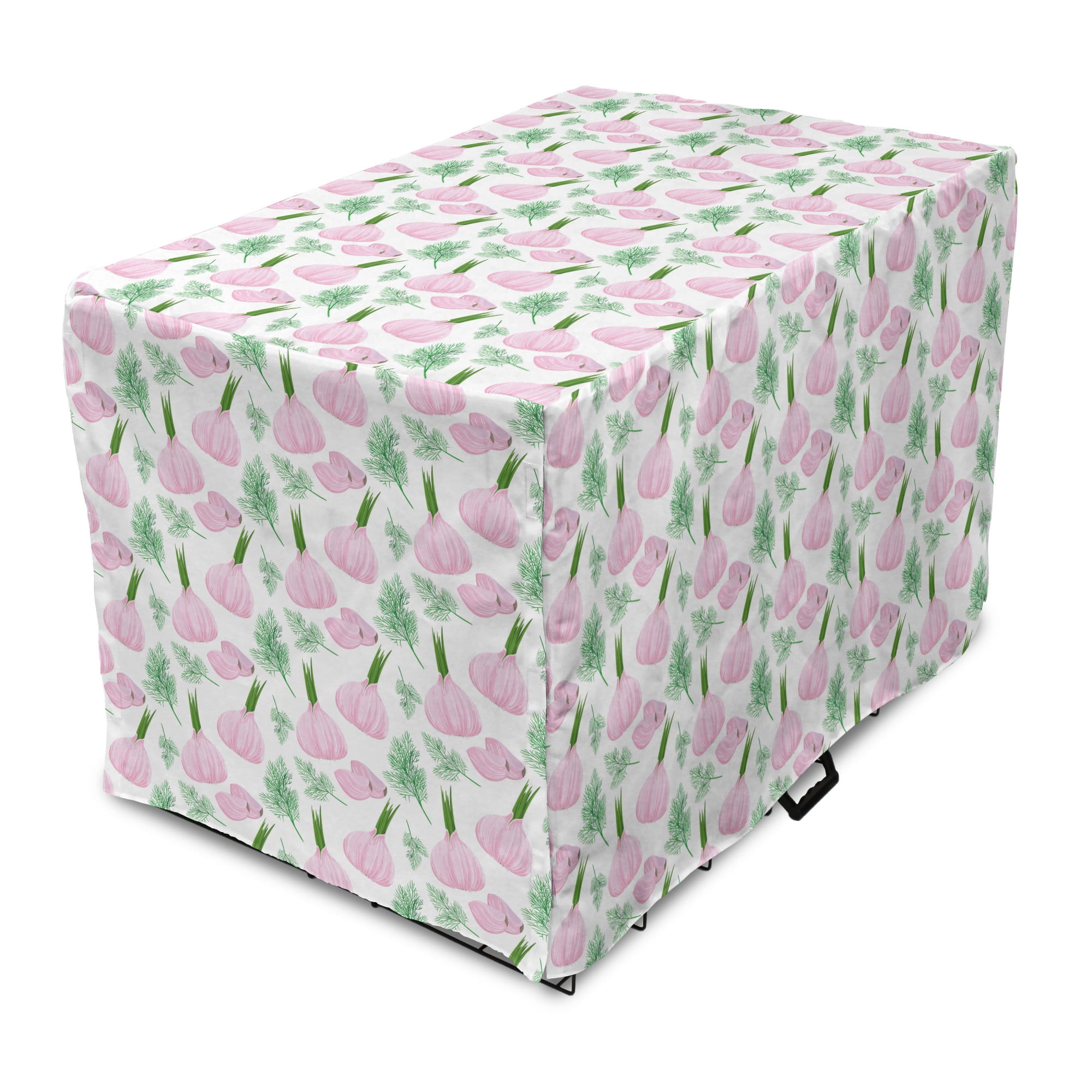 Garlic Dog Crate Cover, Repetitive Vegetable Drawing Illustration on ...